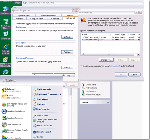 Windows XP user profiles copy to greyed out ? | Thomas' Work Space
